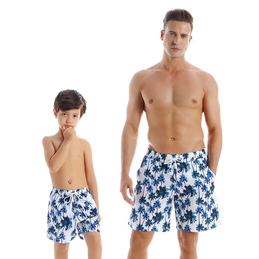 WOLLED Father and Son Matching Summer Swim Trunks,Fashions Print ...