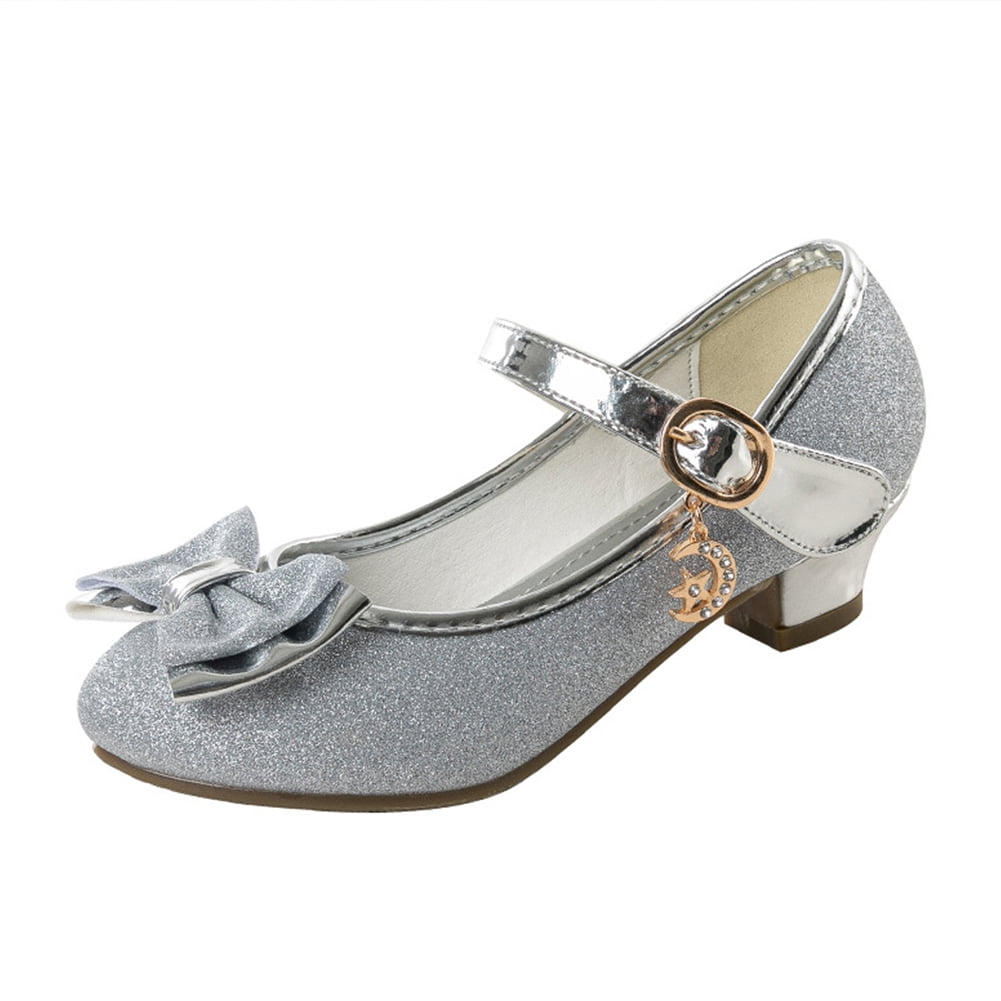 WOLLED Flower Girls Dress Shoes Bow Wedding Party Heel Princess Shoes ...