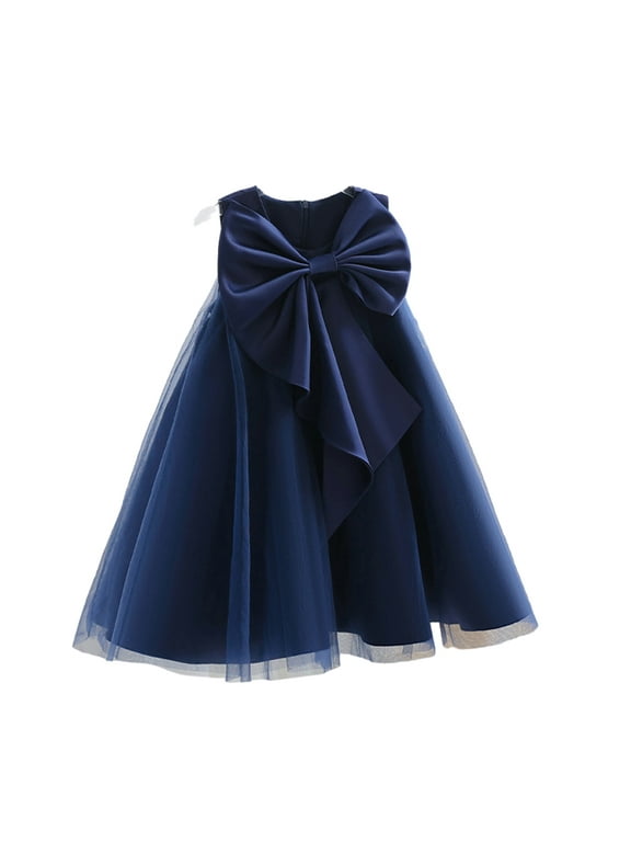 Girls Dress Color Block Contrast Bow Tie Everyday Party 7 - Walmart.com