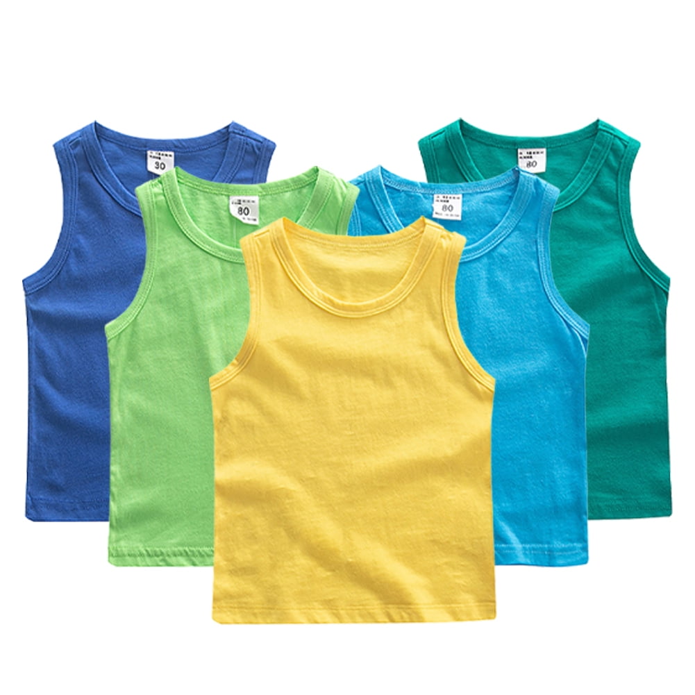 WOLLED Kids Boys Girls Sleeveless Tee Shirt Summer Casual T-Shirts Baby ...