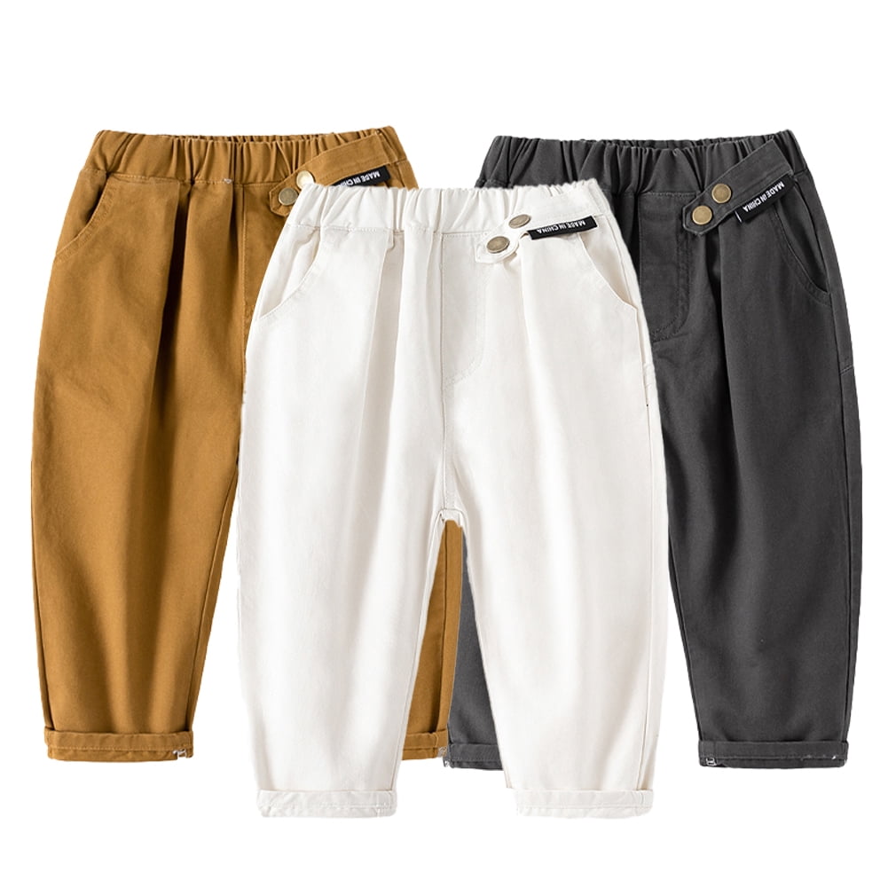 WOLLED Kids Boys Solid Color Pants Baby Summer Cotton Elastic Waist ...