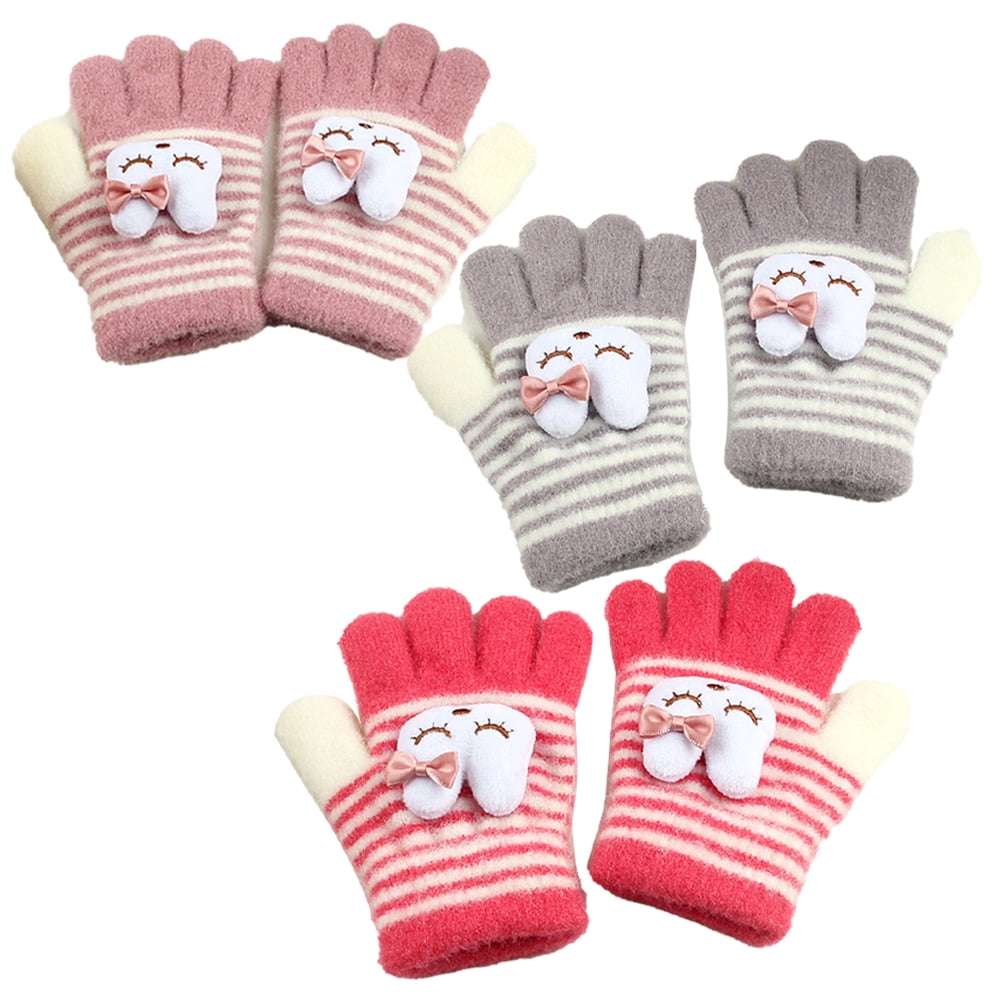 WOLLED Kids Cute Cartoon Gloves Boys Girls Padded Thickened Gloves ...