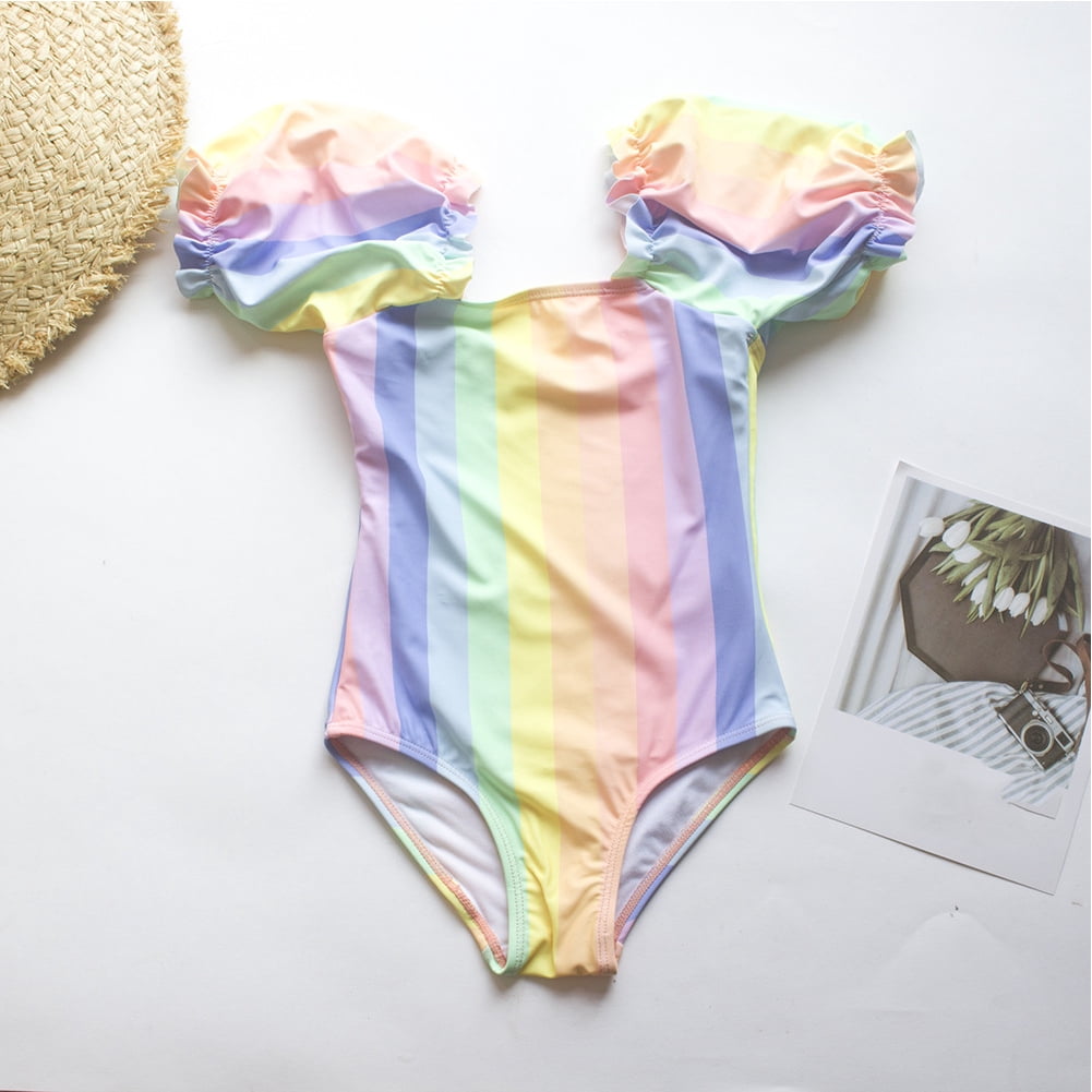 WOLLED Kids Girls One-Piece Swimsuits Swimwear 3-12 Years Teen Fashion ...