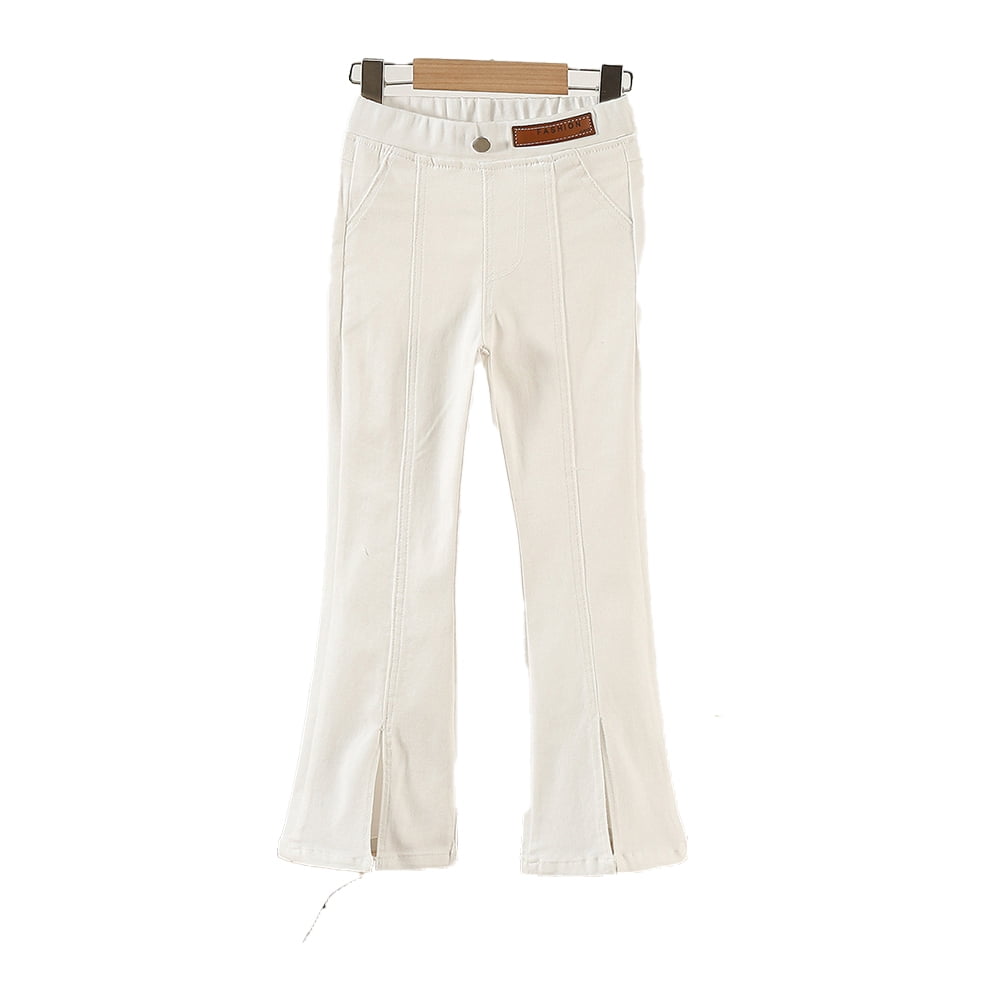 WOLLED Kids Girls Pants Bell Bottom Split Jeans 4-14Y Toddler Elastic ...