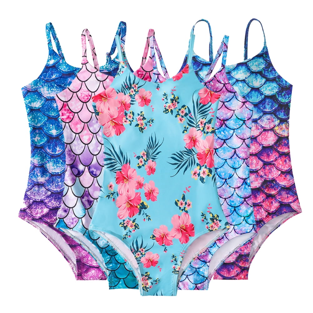 WOLLED Little Girls Summer One Piece Bathing Suit Sports Halter Bikini ...