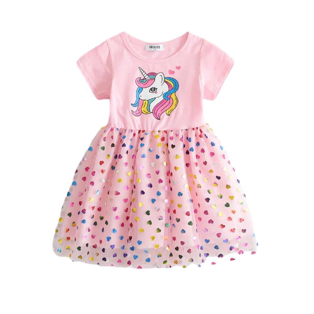 WOLLED Toddler Baby Girls Unicorn Dresses Tulle Skirt Birthday Party ...
