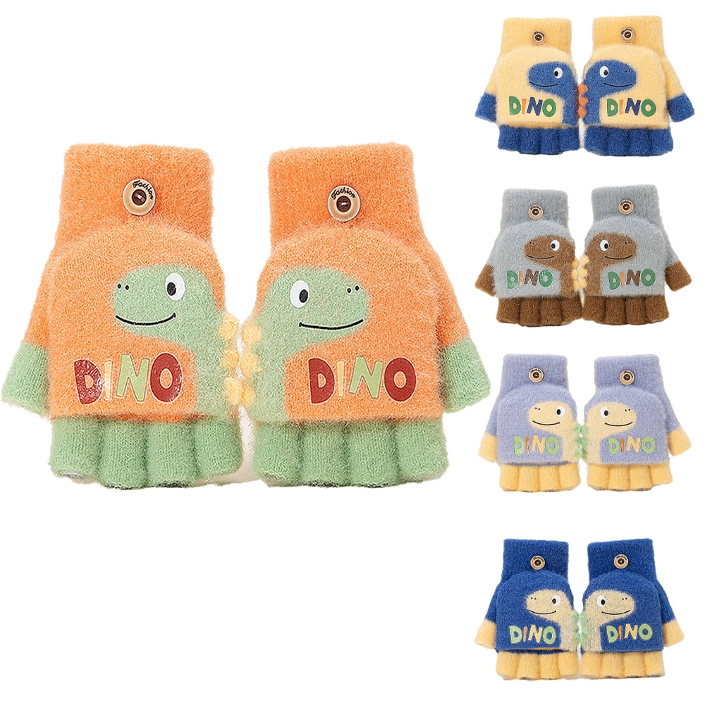WOLLED Toddler Boys Girls Knitting Gloves Kids Cartoon Shark Gloves ...