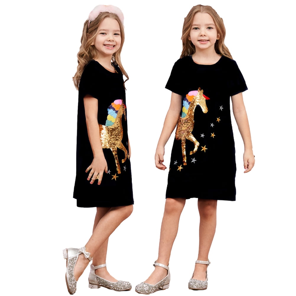 WOLLED Toddler Kids Girls Short Sleeve Cotton Dress Summer Spring ...