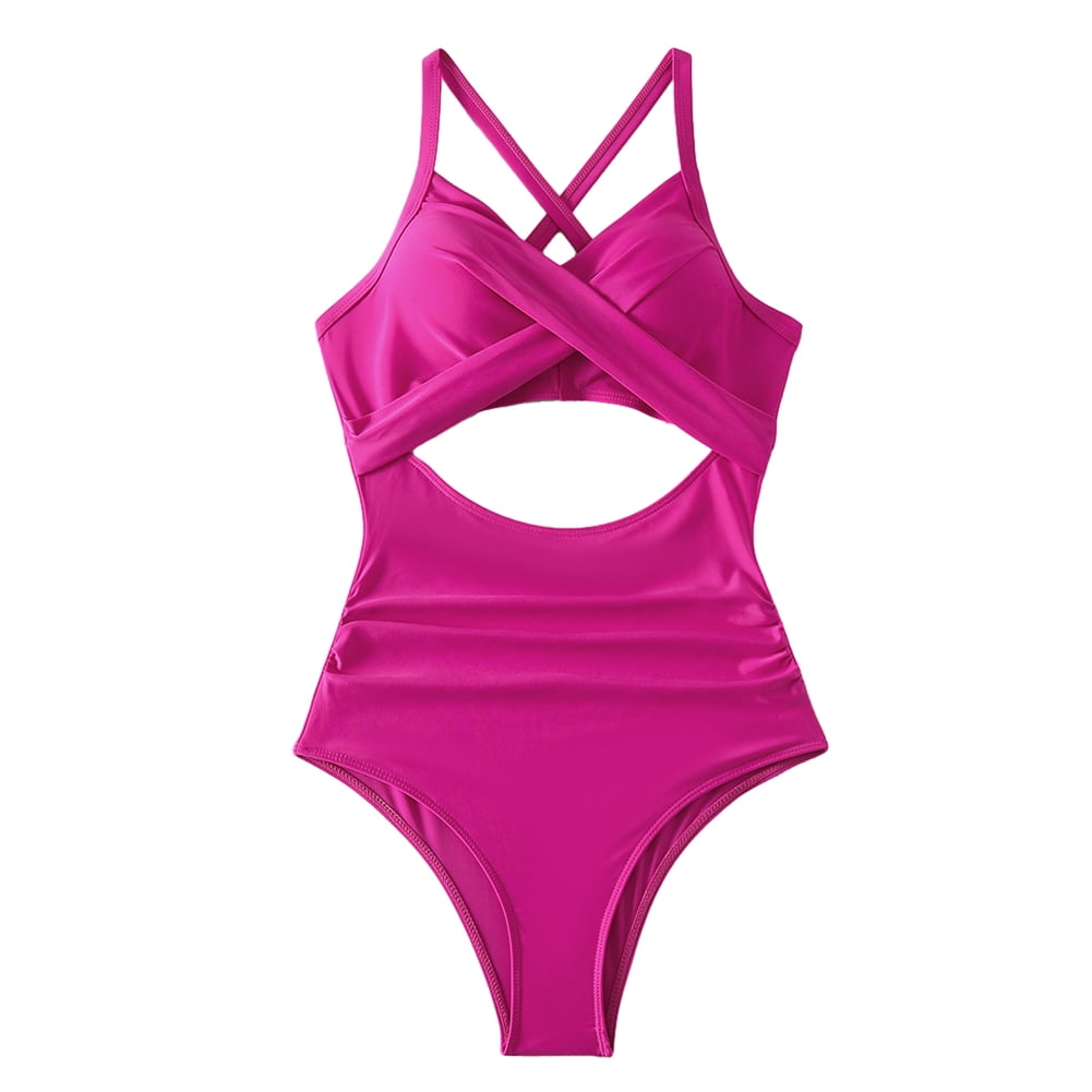 WOLLED Women's Swimwear One Piece Comfortable Strappy Swimsuit 1 Piece ...