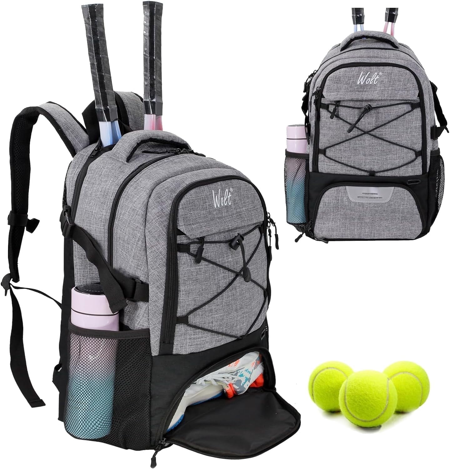 WOLT | Tennis Racket Bag--Men Ball Sports Racket Backpack with ...