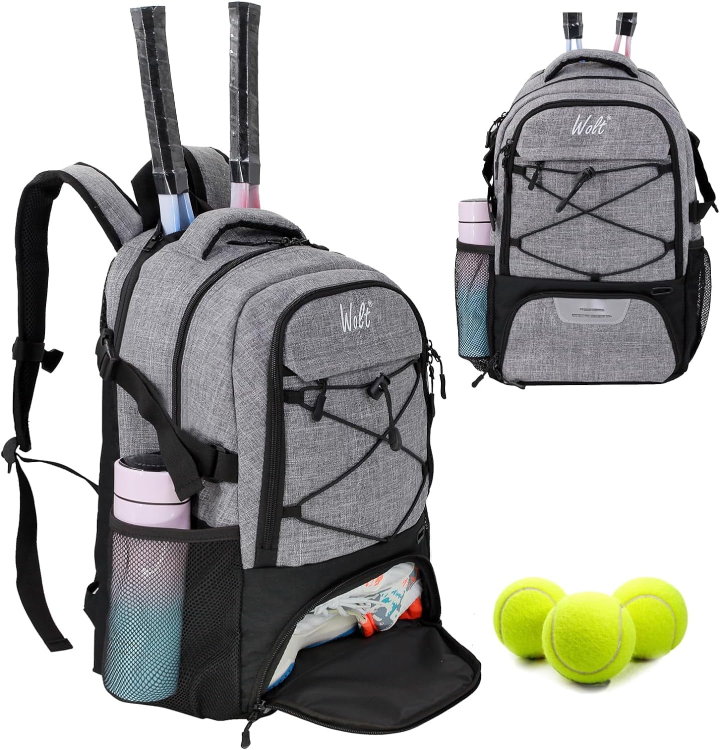 WOLT Tennis Racket Bag for Men Ball Sports Racket Backpack with ...