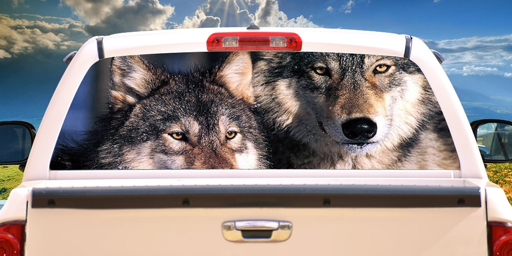 WOLVES Rear Window Graphic back truck decal suv view thru vinyl ...