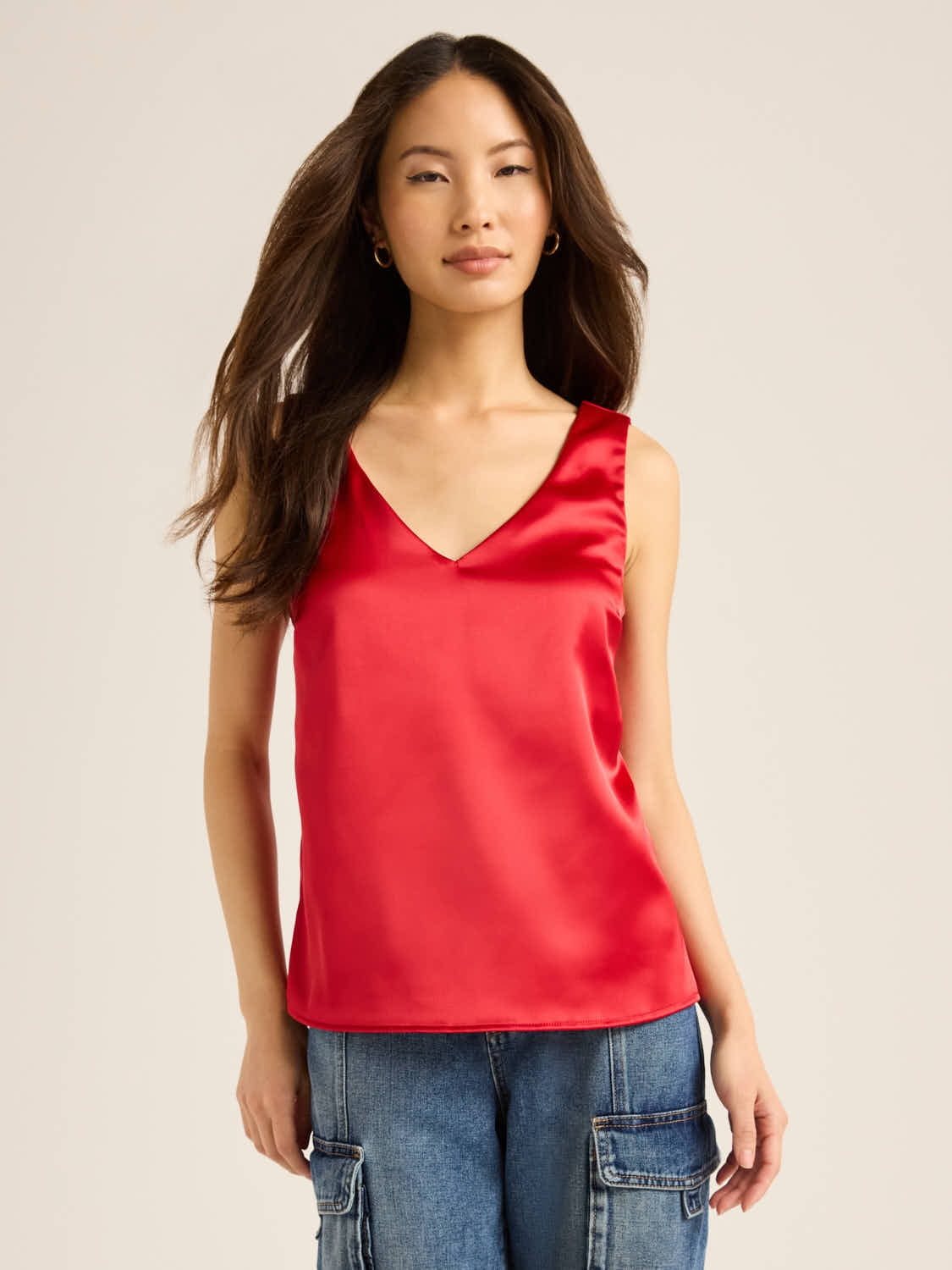Scoop Women’s Satin Double V Neck Tank Top, Sizes XS-XXL - Walmart.com