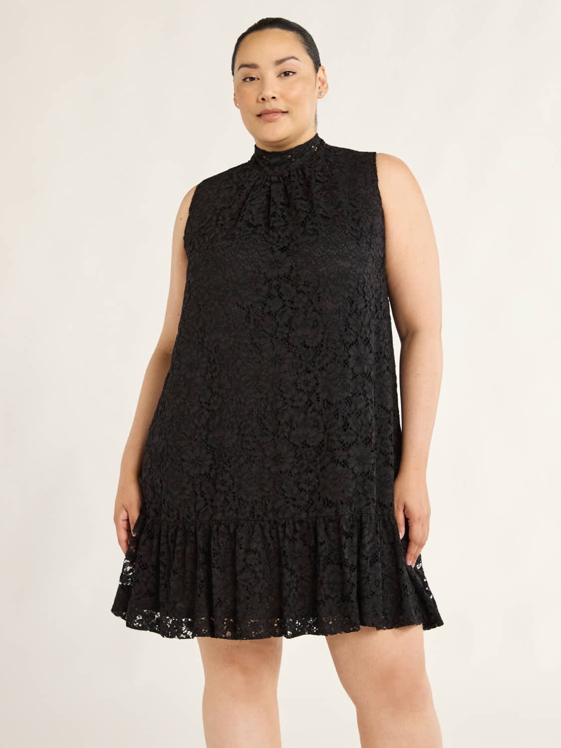 Scoop Women's & Women's Plus Lace Mini Swing Dress, Sizes XS-4X ...