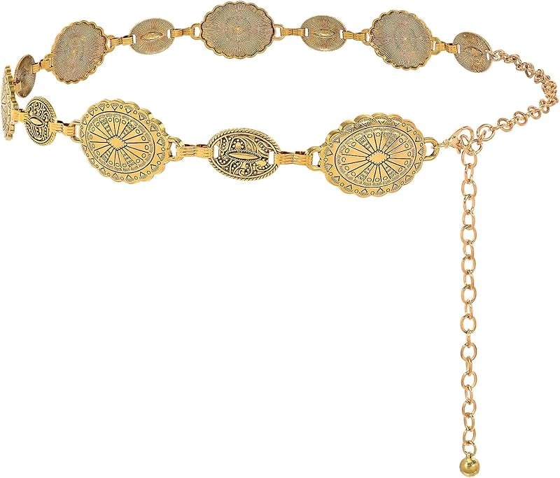 WOMEN'S boho chain belt dress jeans Western denim waist chain belt ...