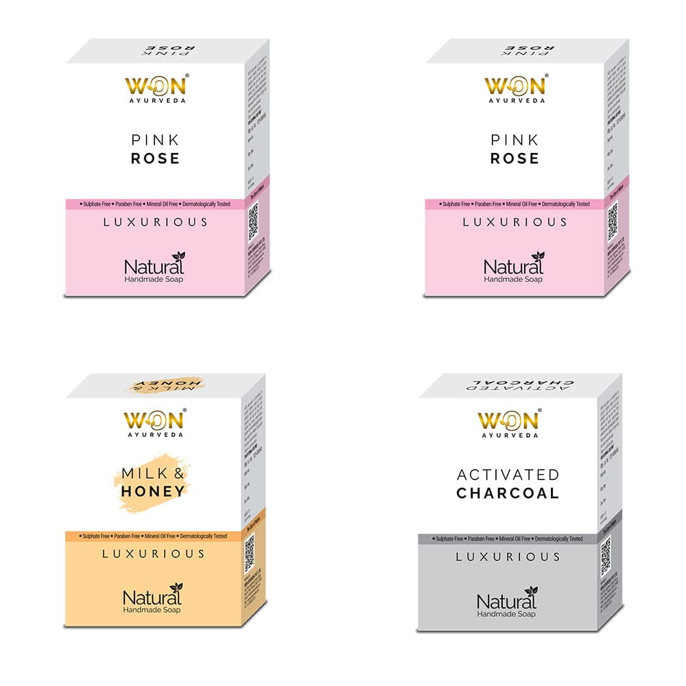 WON AYURVEDA Charcoal Milk Honey Rose Soap Pack Of 4 - Walmart.com