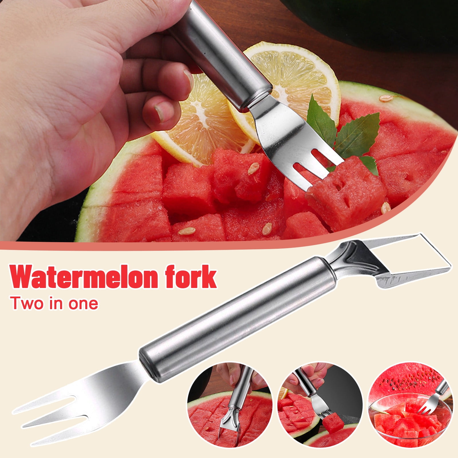WONDBA Watermelon Cutter，2-in-1 Stainless Steel Fruit Cutter, 2025 New ...