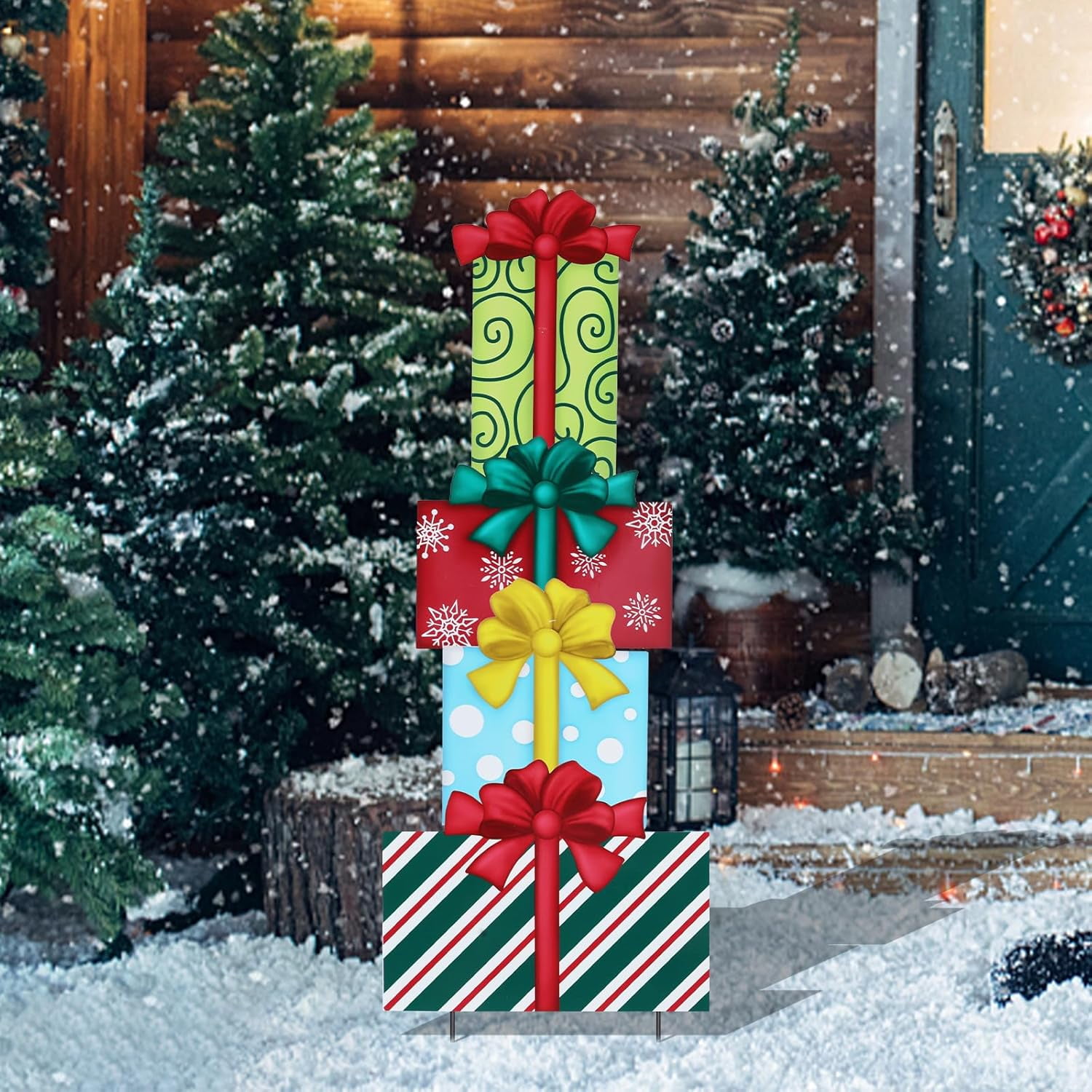 WONDER GARDEN 4PCS Box Sign, Metal Box Yard Stakes, Stacked or ...