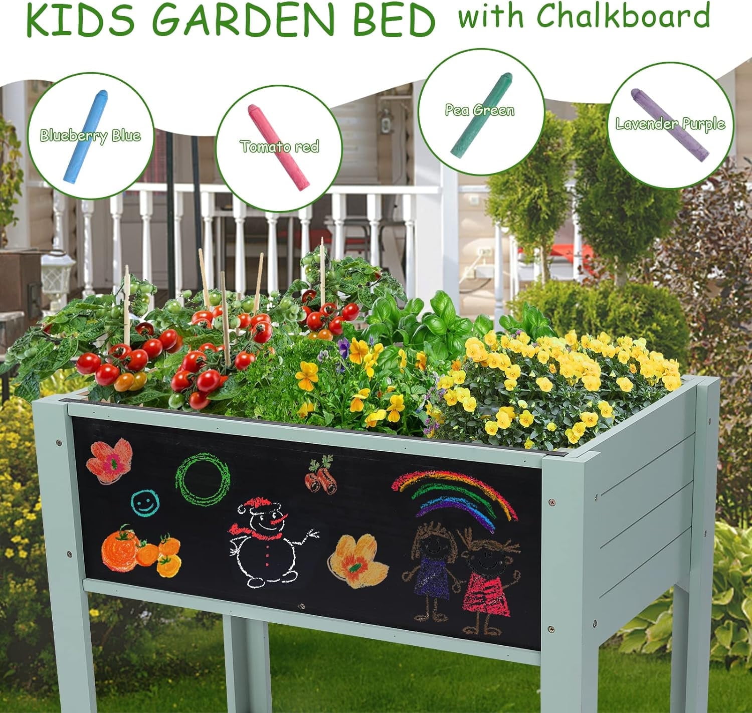 WONDER GARDEN Children's Raised Garden Bed, Wood Planter Boxes with ...