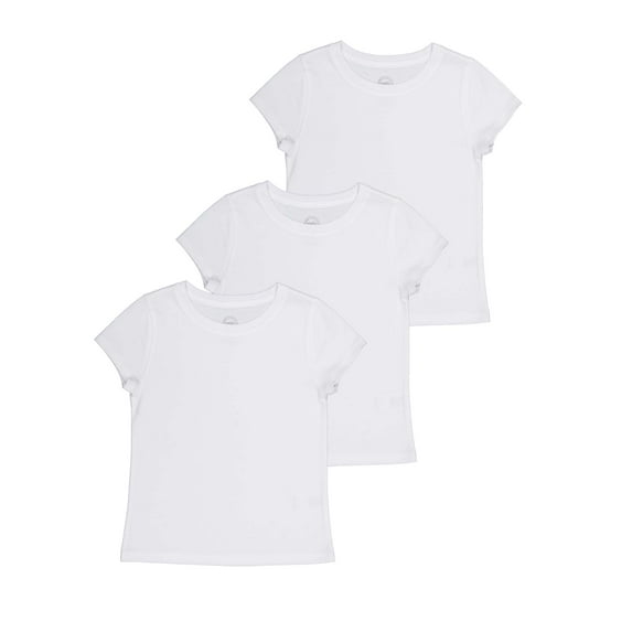 Wonder Nation Girls Short Sleeve Kid Tough T-Shirt, 3-Pack, Sizes 4-18 ...