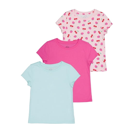Wonder Nation Girls Short Sleeve Kid Tough T-Shirt, 3-Pack, Sizes 4-18 ...