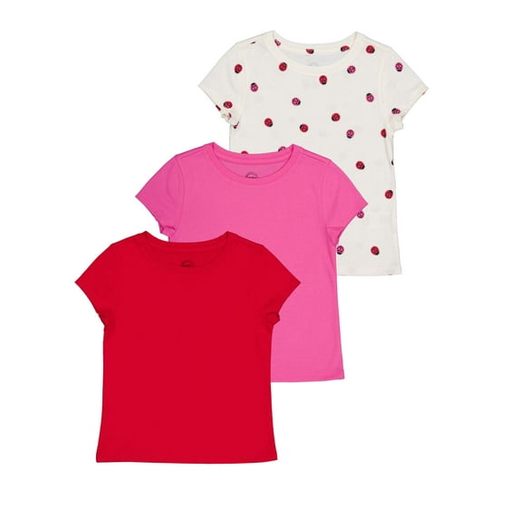 Wonder Nation Girls Short Sleeve Kid Tough T-Shirt, 3-Pack, Sizes 4-18 ...