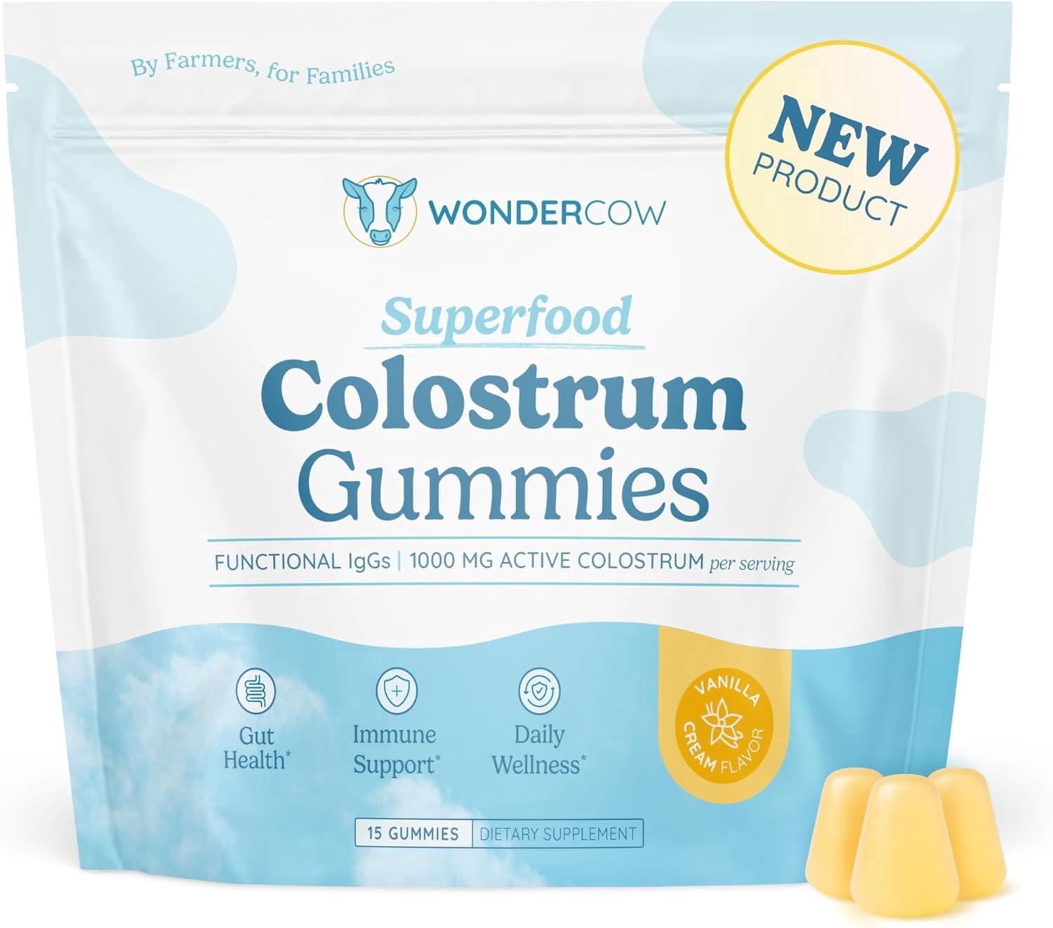WONDERCOW Colostrum Gummies, Whole Bovine Colostrum Supplement, 1000mg ...