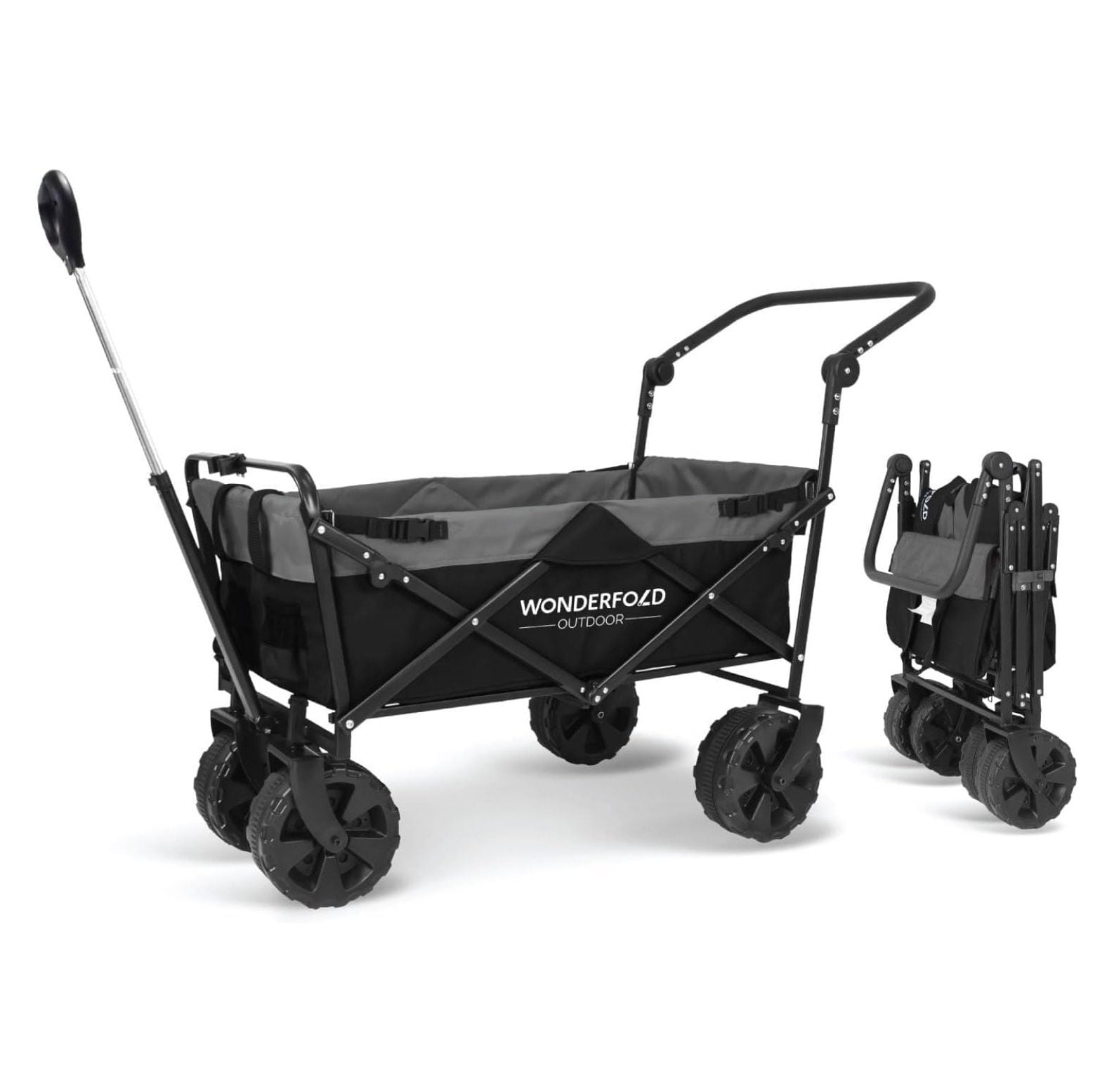 WONDERFOLD Push & Pull Folding Utility Cart with Wide Beach Tires ...