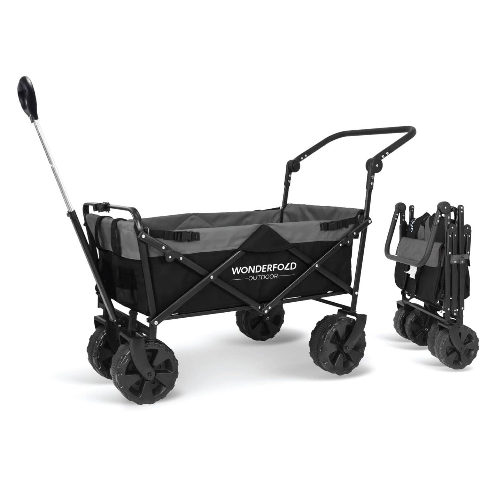 WONDERFOLD Push & Pull Folding Utility Cart with Wide Beach Tires ...