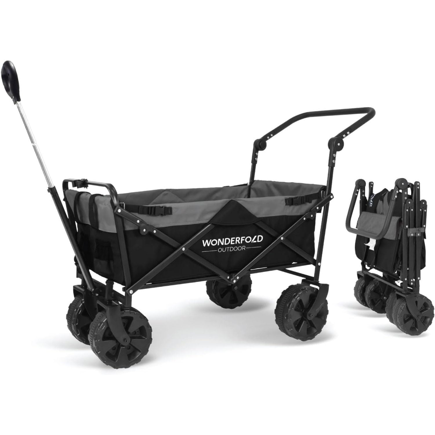 WONDERFOLD S2 Push & Pull Folding Utility Cart with Wide Beach Tires ...