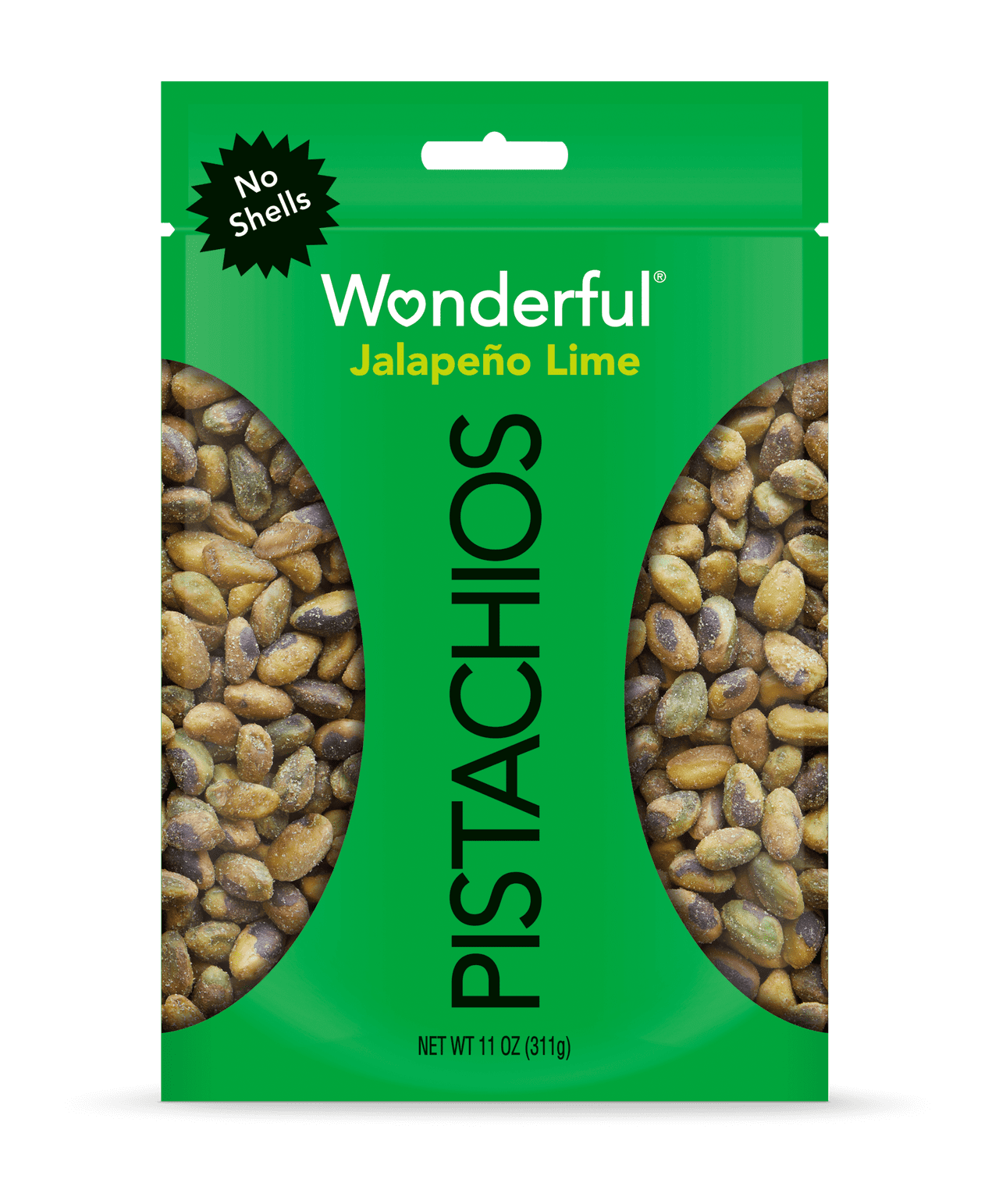 WONDERFUL NO SHELL JALAPENO LIME PISTACHIOS 11oz BAG - Walmart.com