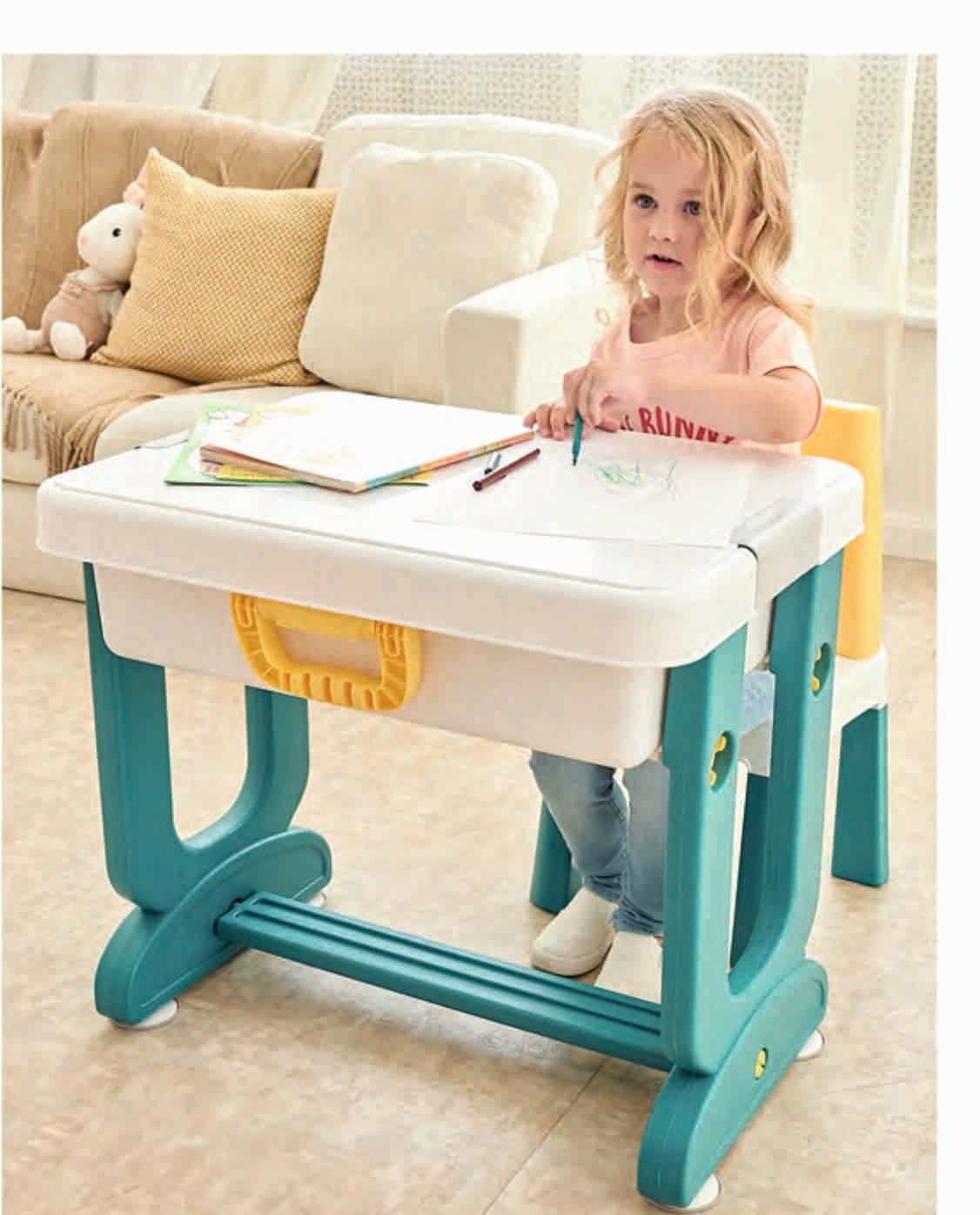 WONDERPLAY Kids Learner Table Kids Study Table Set with Chair 4in1 ...