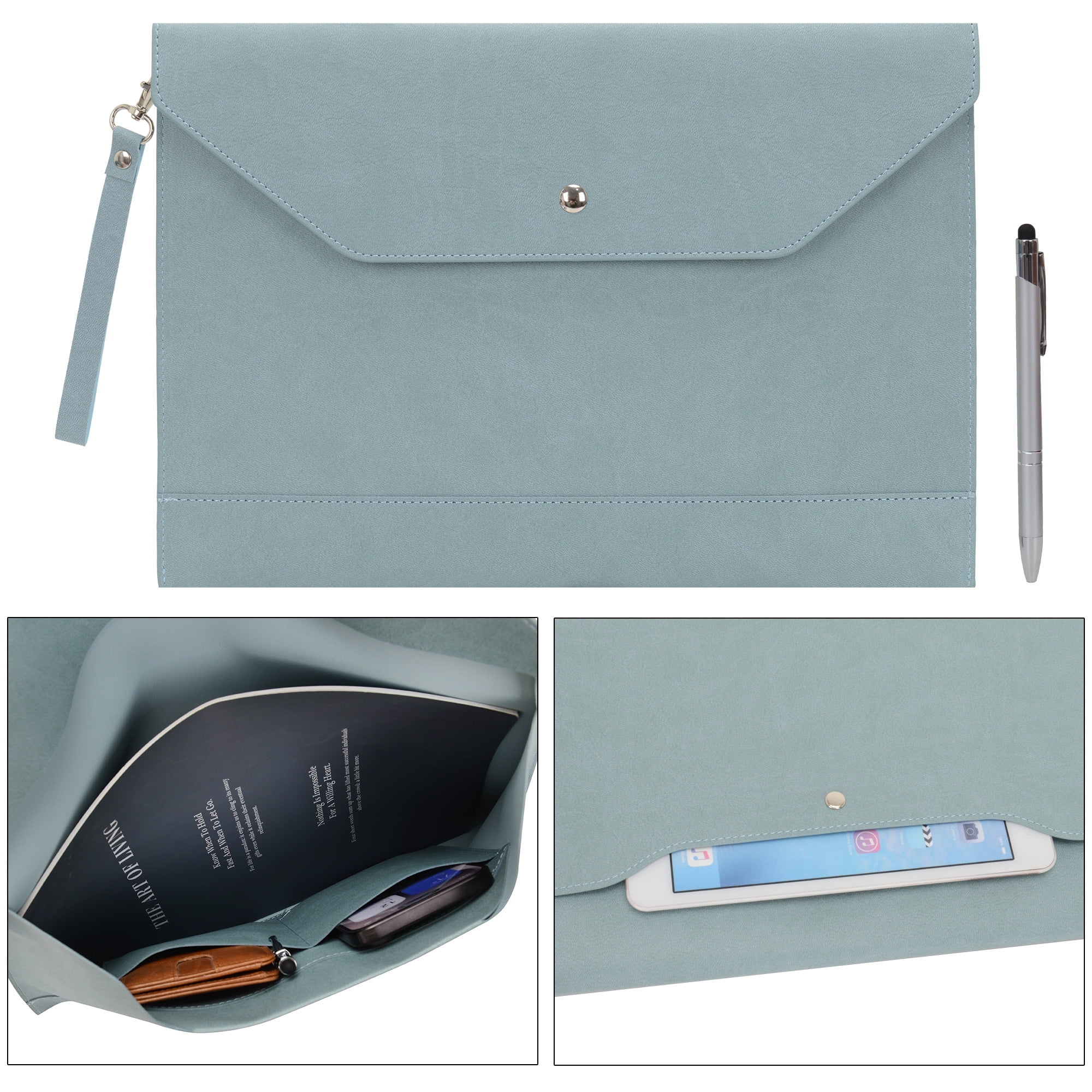 WONDERPOOL A4 Leather Case Folder Sleeve with Removable Hand Strap and ...