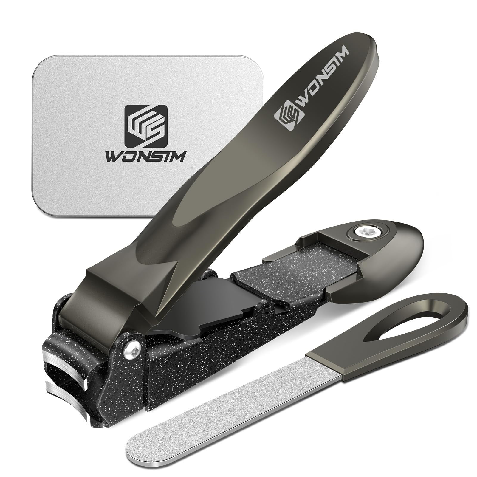 WONSIM Nail Clippers for Men with Catcher, No Splash Self-Collecting ...