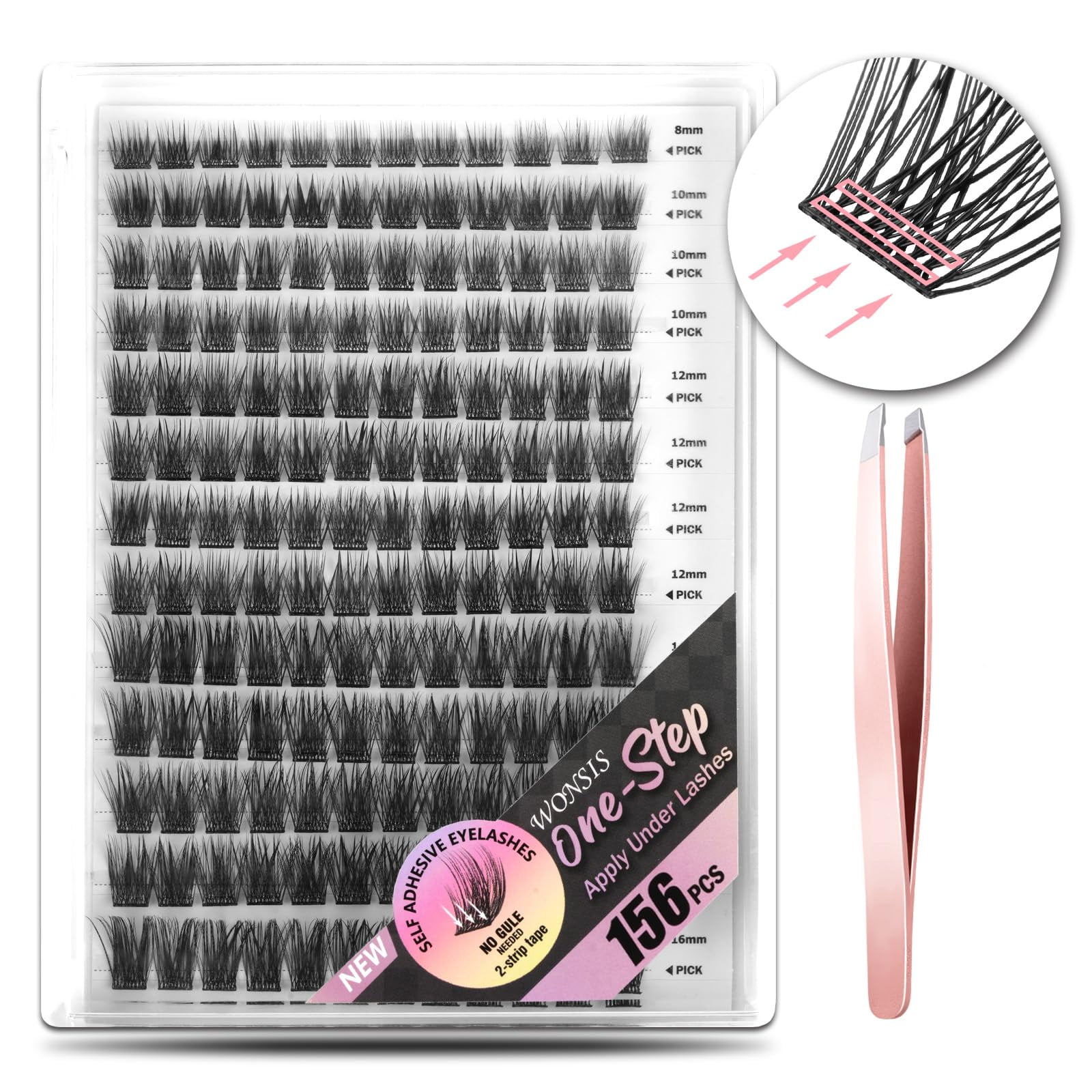 WONSIS Self Adhesive Eyelashes, IFF17 156 Pcs Self Adhesive Eyelash ...