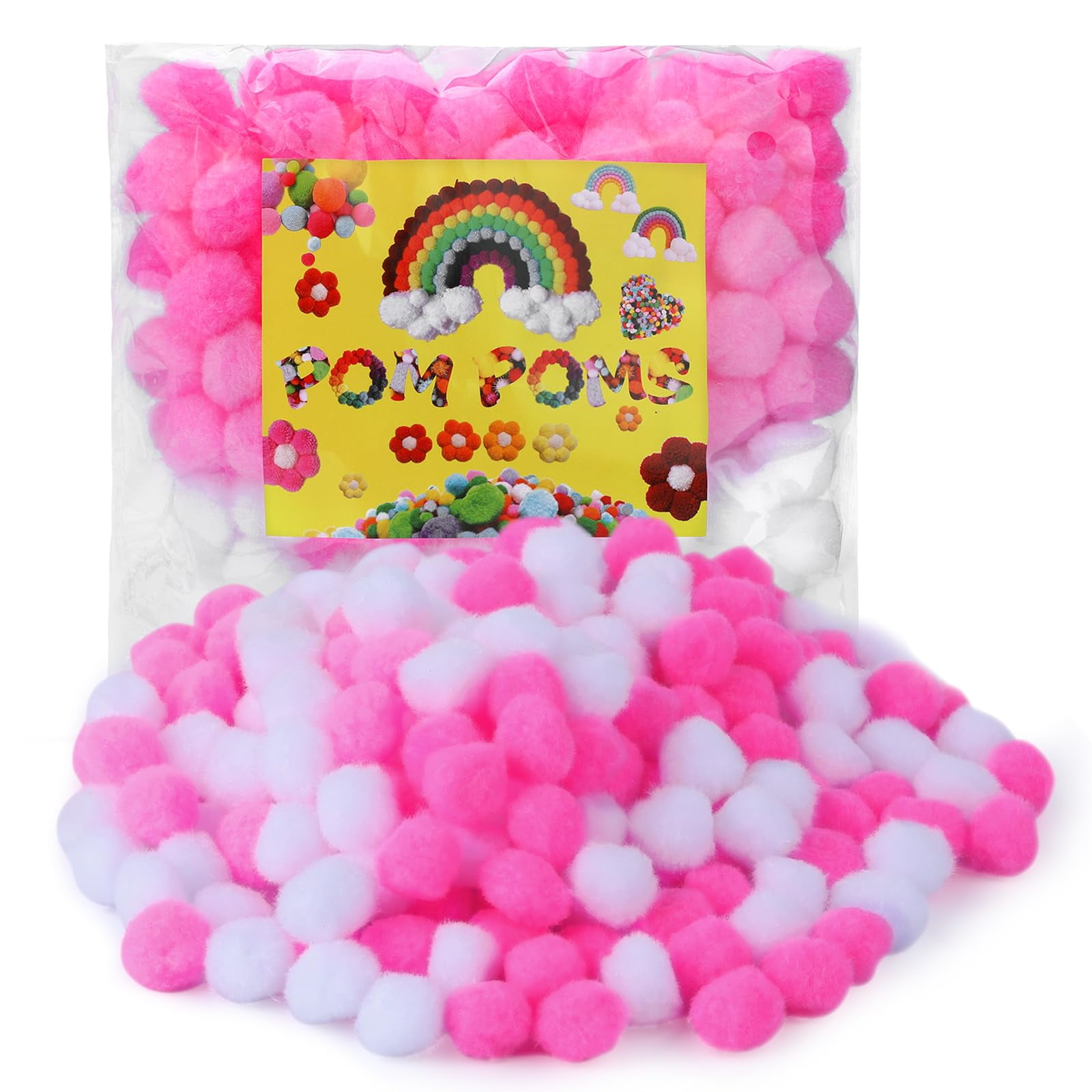 WONVOC Pom Poms 160 pcs, Pom Poms 1 Inch, 4 Colors Crafts Pom Poms Bulk, for Home and Class ...