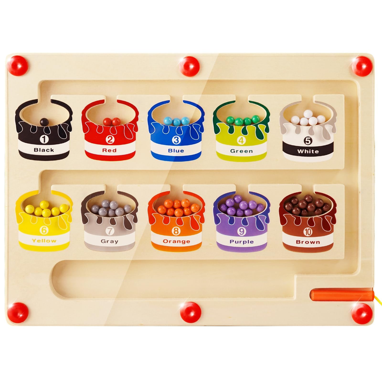 WOOD CITY Magnetic Color MSF2 and Number Maze, Montessori Magnet Puzzle ...