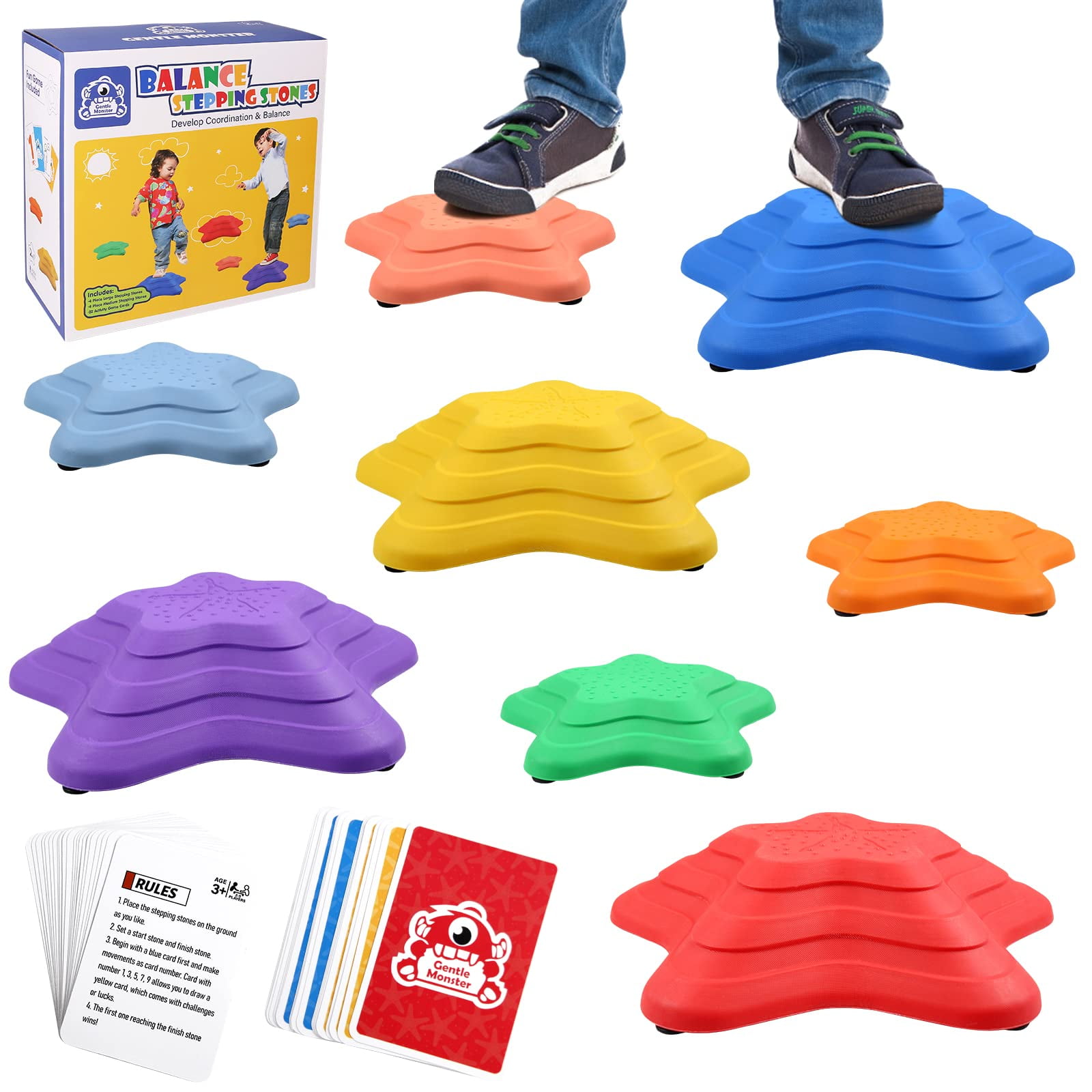 WOOD CITY Stepping Stones for Kids, Set of 8 pcs for Balance with Non ...