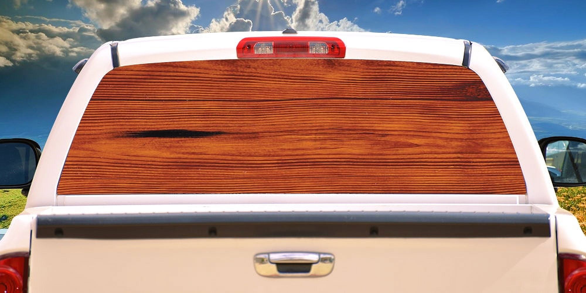 WOOD GRAIN 1 Rear Window Graphic back truck decal suv view thru vinyl ...