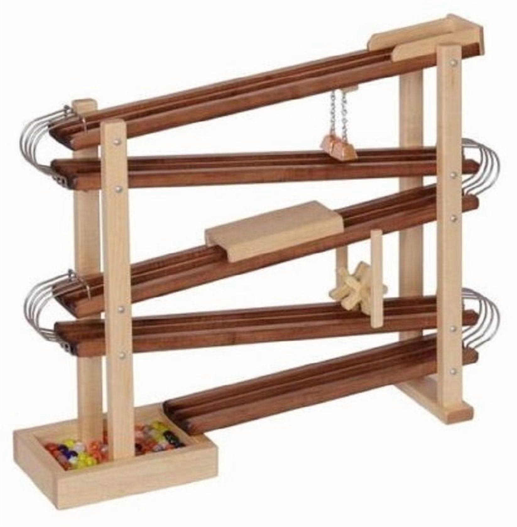WOOD & METAL MARBLE RACE RUN Amish Handmade Toy Roller Track with Glass ...