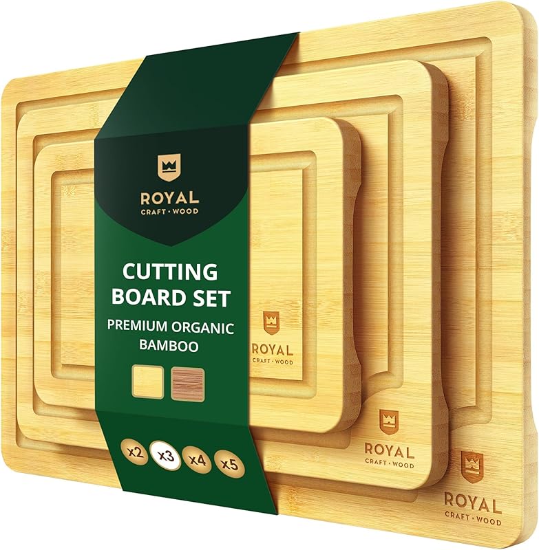 WOOD Wooden Cutting Boards for Kitchen Meal Prep & Serving - Bamboo ...