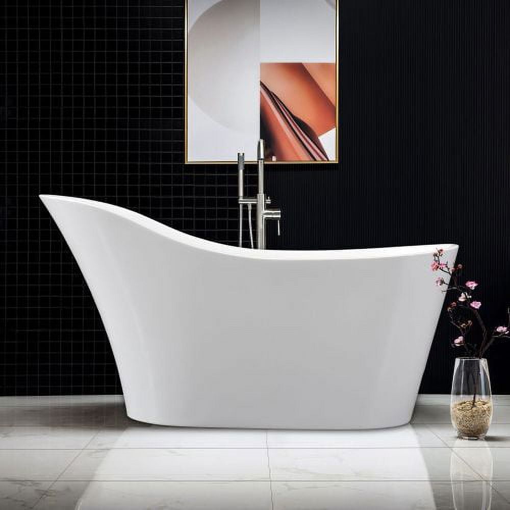 WOODBRIDGE 59" Modern Slipper Acrylic Freestanding Bathtub Comfortable ...