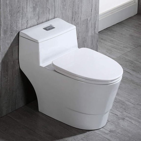 WOODBRIDGE Dual Flush Elongated One Piece Soft Closing Seat with ...