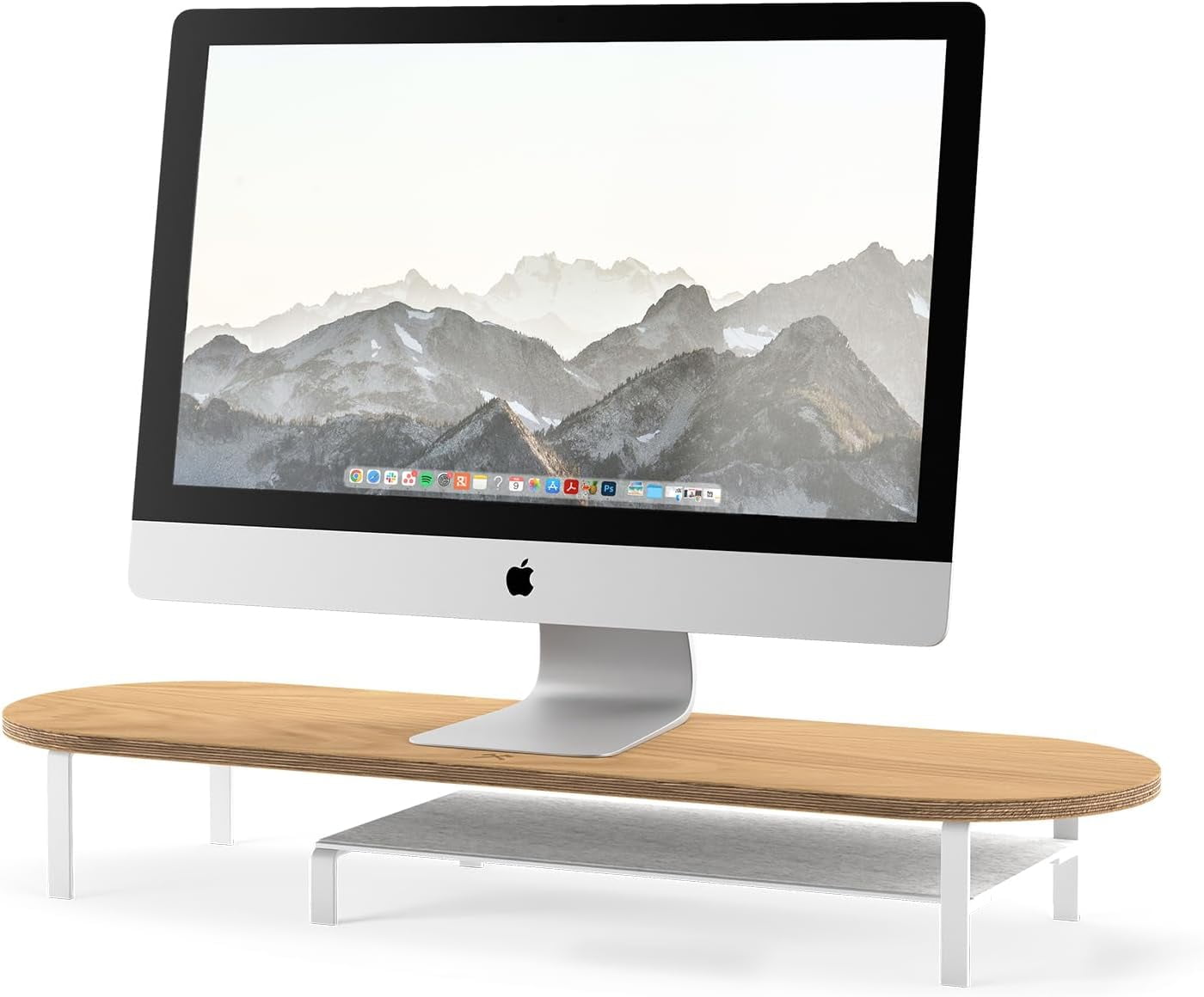 WOODCESSORIES Single Monitor Stand with Storage (Oak) - Natural Wood ...
