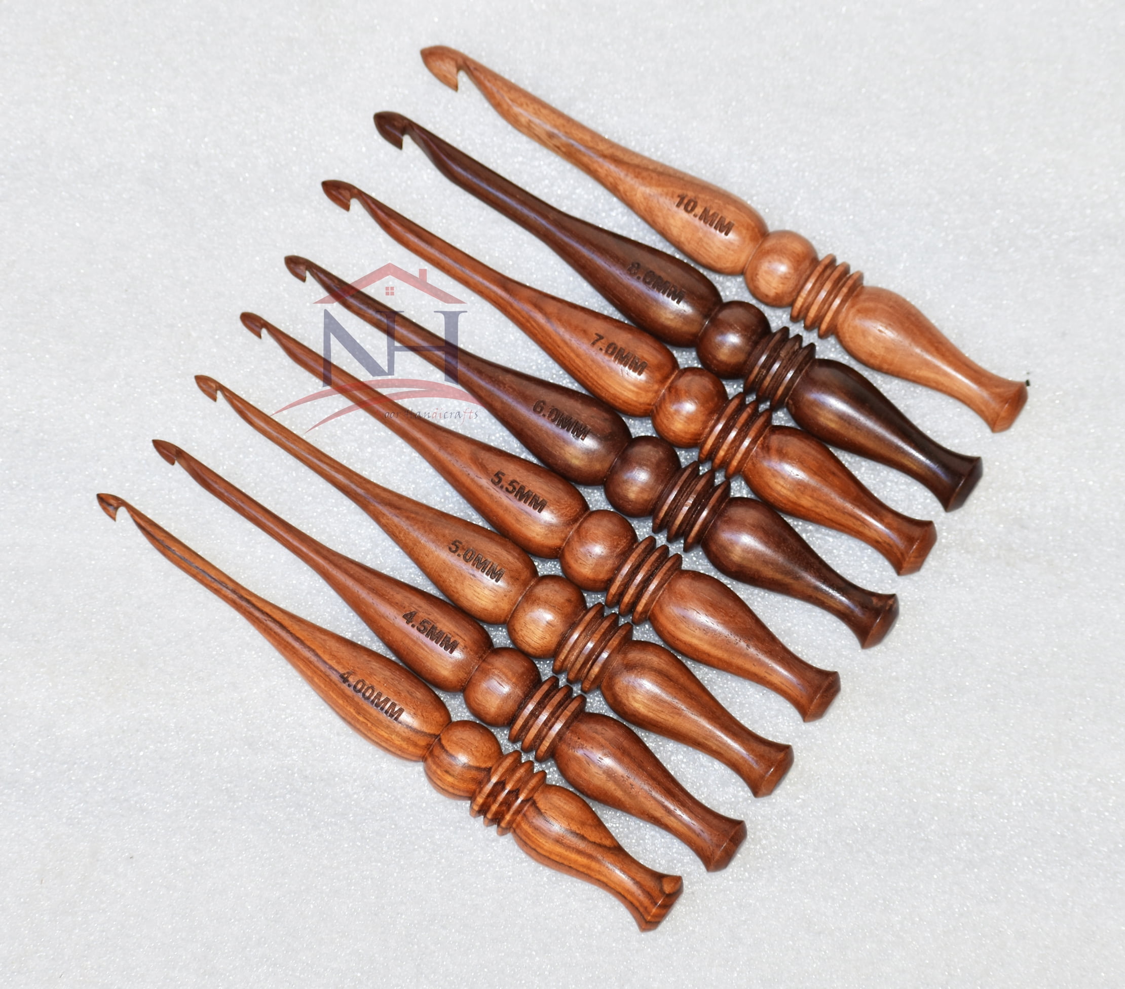 WOODEN CROCHETING CROCHET HOOKS NEEDLE SET OF 7 CROCHET HOOKS NEEDLE ...