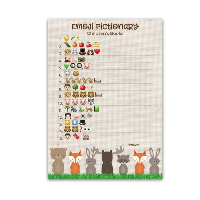 WOODLAND ANIMALS Emoticons Baby Shower Game — Pack of 25 — WOODLAND ...
