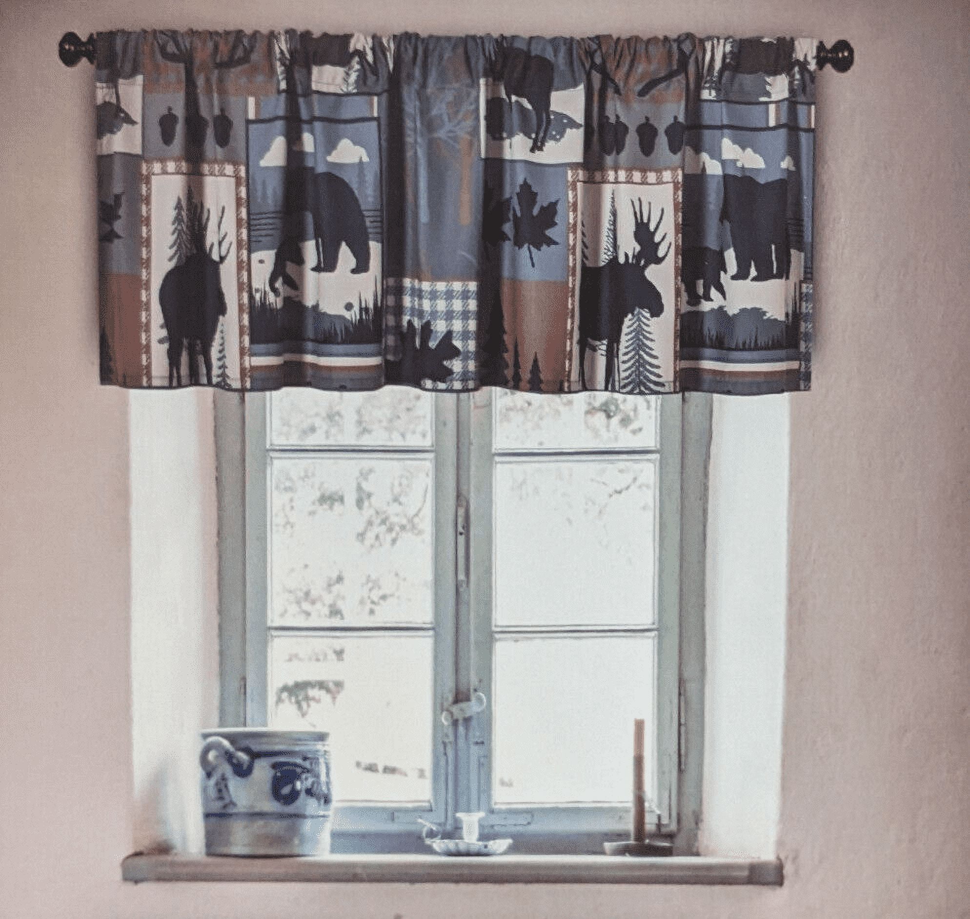 WOODLAND FOREST Wilderness Cabin Window Valance, 72" x 16" by DeLeon ...