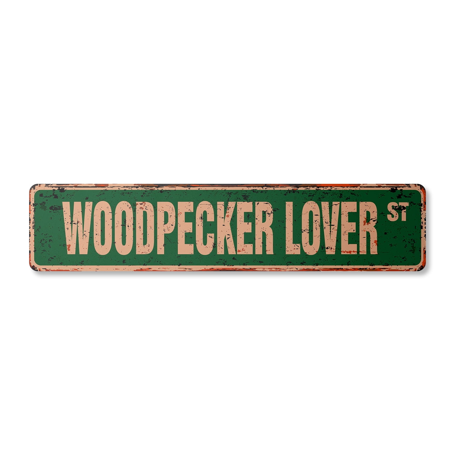 WOODPECKER LOVER Vintage Plastic Street Sign carpenter noisy bird wood ...
