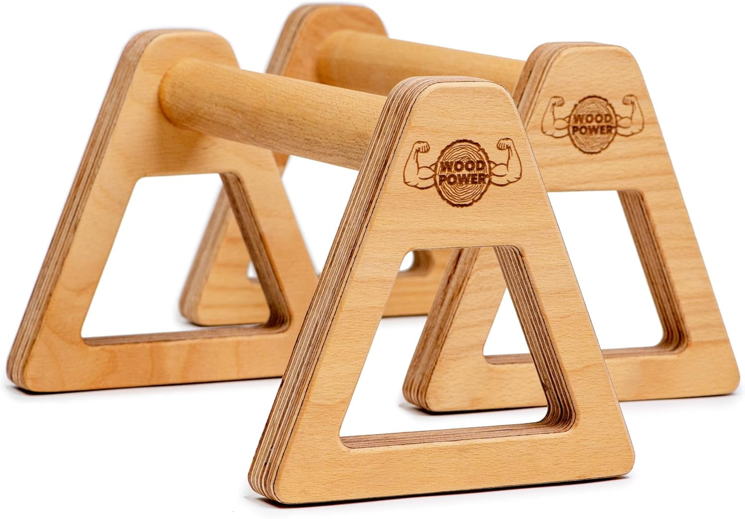 WOODPOWER® - PowerBars, Wooden Parallettes Push Up Bars, Joint-Friendly ...