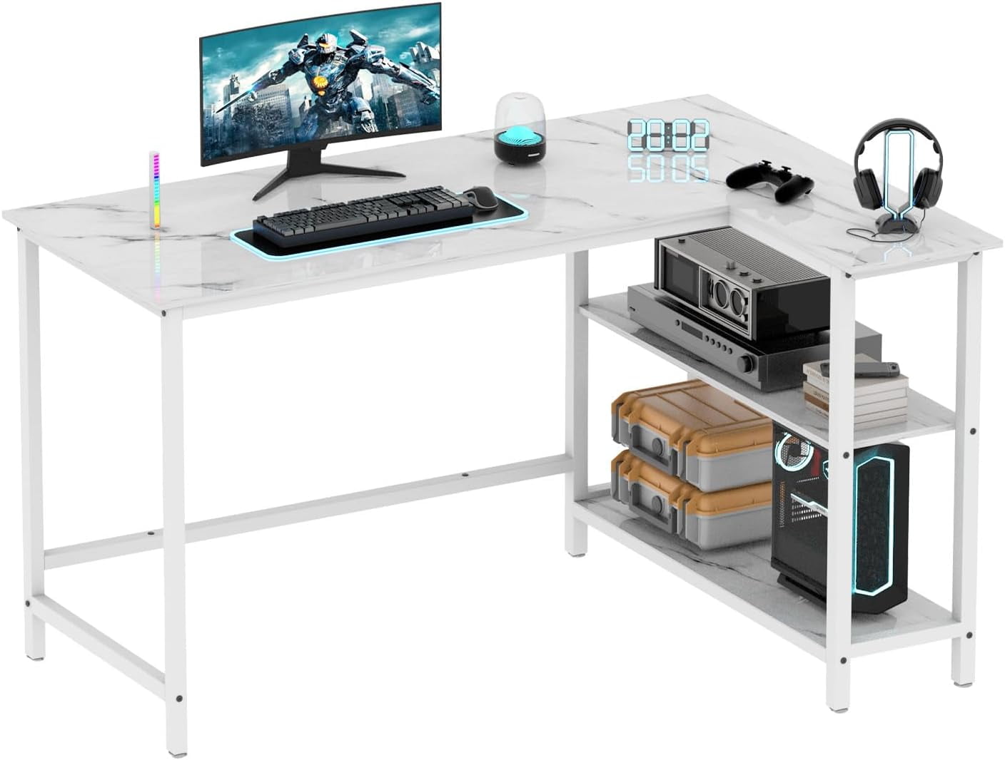 WOODYNLUX Computer Desk with Shelves, 50 Inch Gaming Writing Desk ...